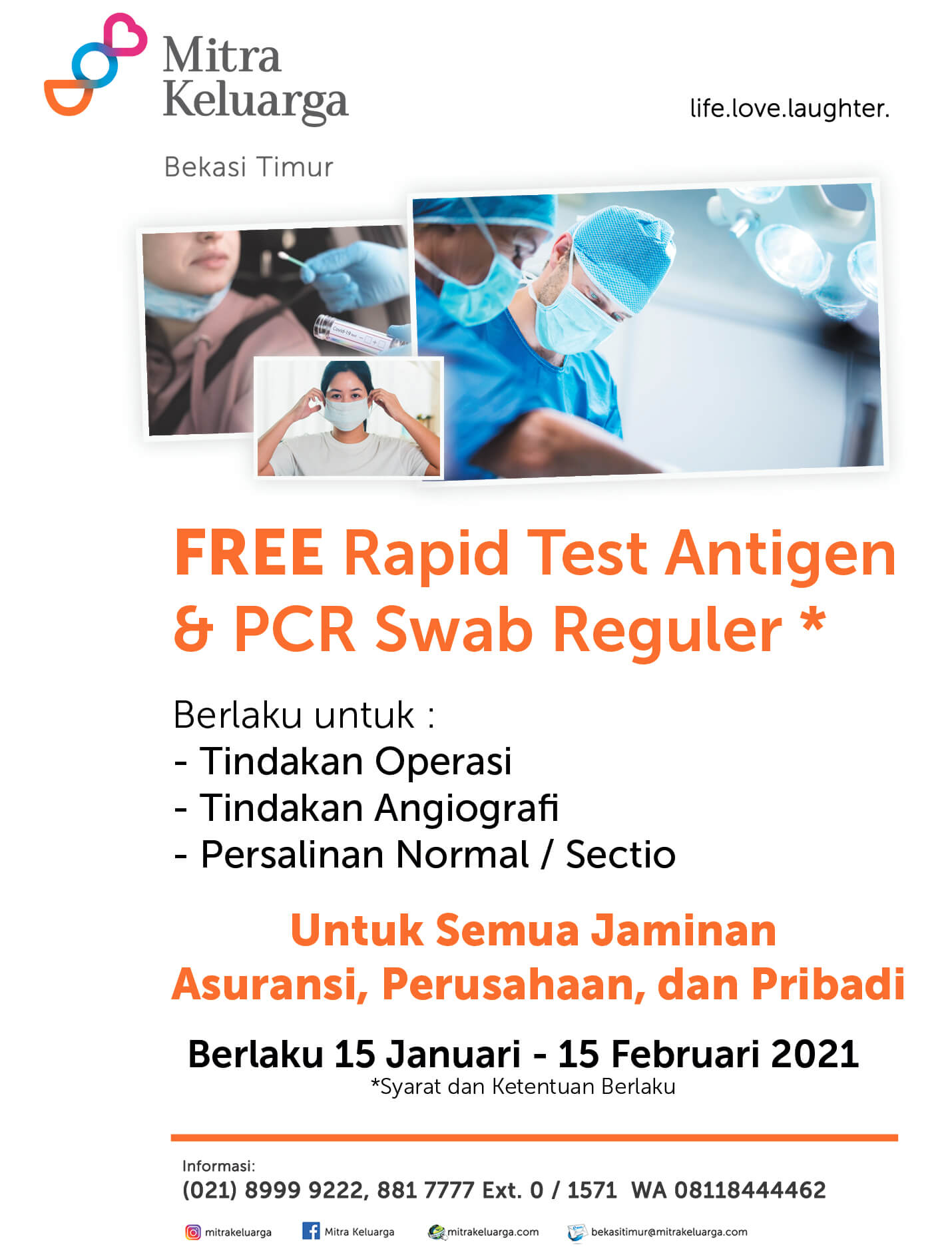 Free Rapid Test Antigen dan PCR Swab Reguler*