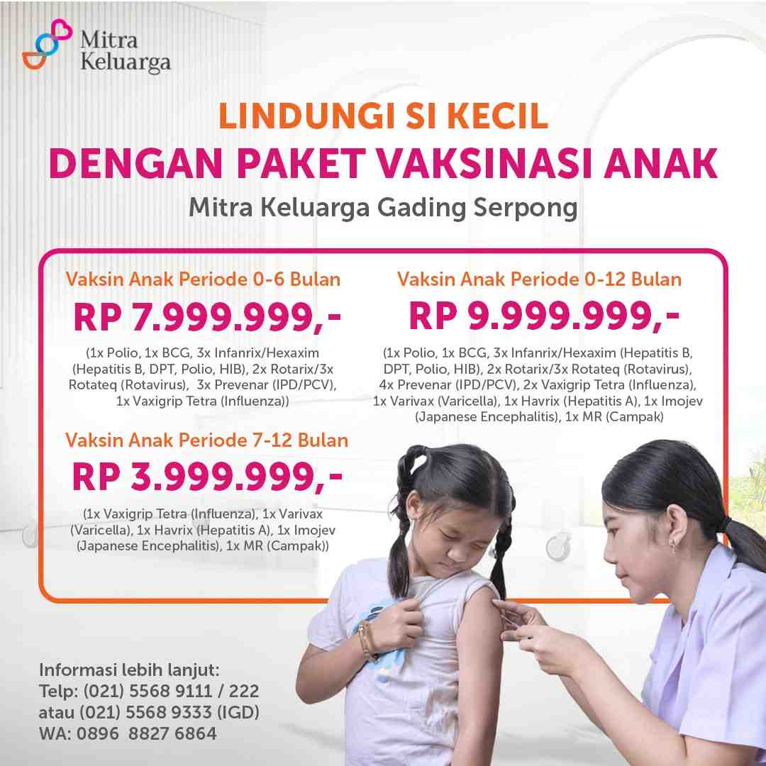 Promo Paket Vaksinasi Anak di Mitra Keluarga Gading Serpong