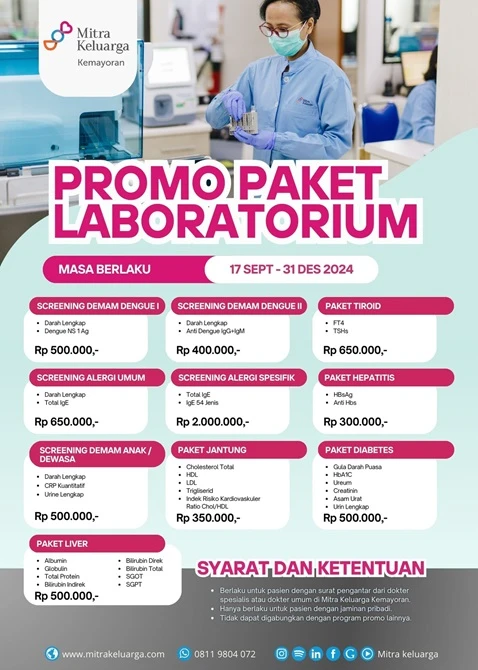 Promo Paket Laboratorium Mitra Keluarga Kemayoran, Mulai dari Rp300 Ribu!