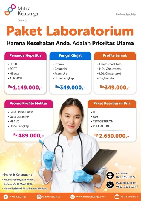 Promo Paket Laboratorium di Mitra Keluarga Bintaro, hanya Rp300 Ribuan