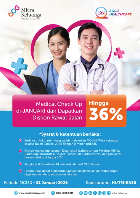 Promo Diskon 36% untuk Rawat Jalan setelah MCU di Mitra Keluarga